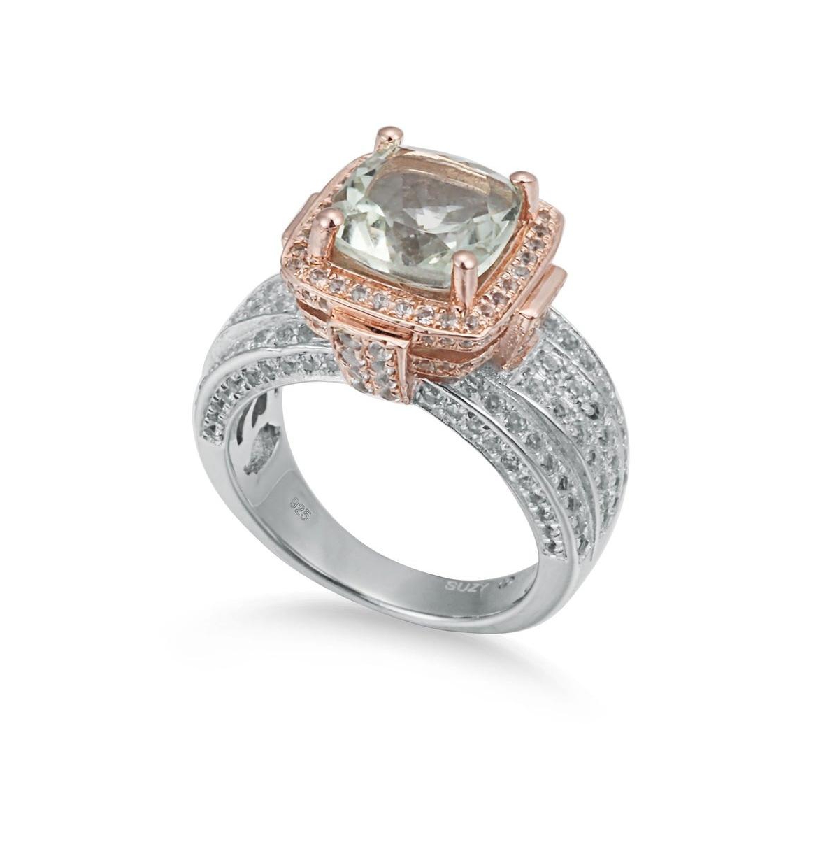 Click here for Suzy Levian Two-Tone Sterling Silver Cushion Cut C... prices