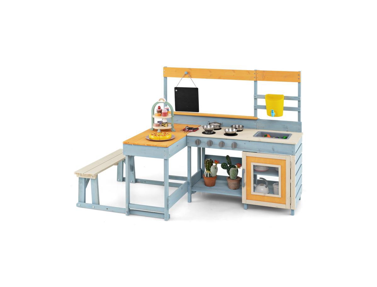 Click here for Fir Wood Play Kitchen with Kids Picnic Table and B... prices
