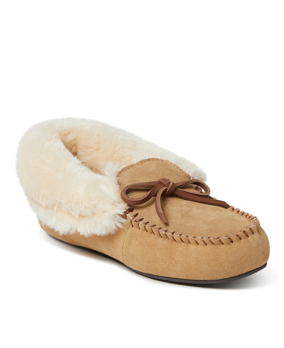 Click here for Dearfoams Womens Genuine Suede Fold Over Moccasin... prices