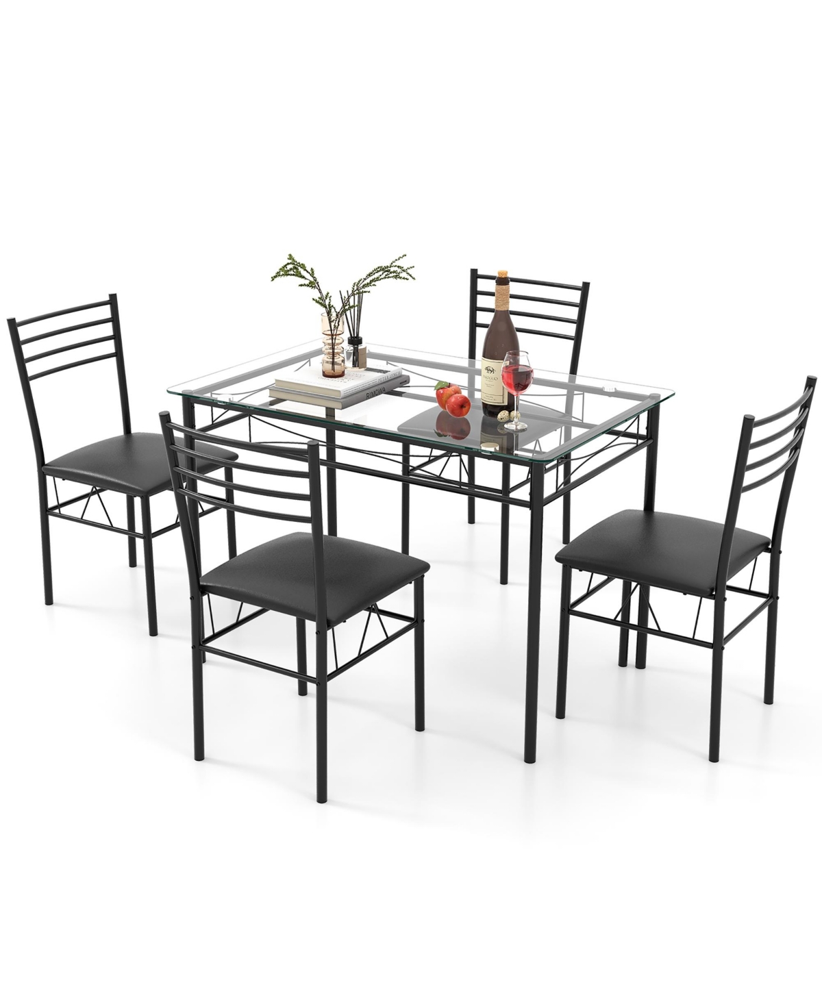 Click here for Gymax 5 Pc Dining Set Glass Top Table and 4 Chairs... prices