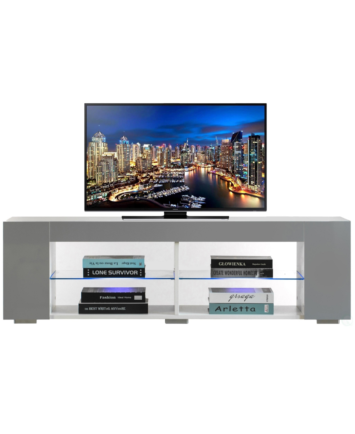 Click here for Basicwise White Entertainment Tv Stand with Led Li... prices