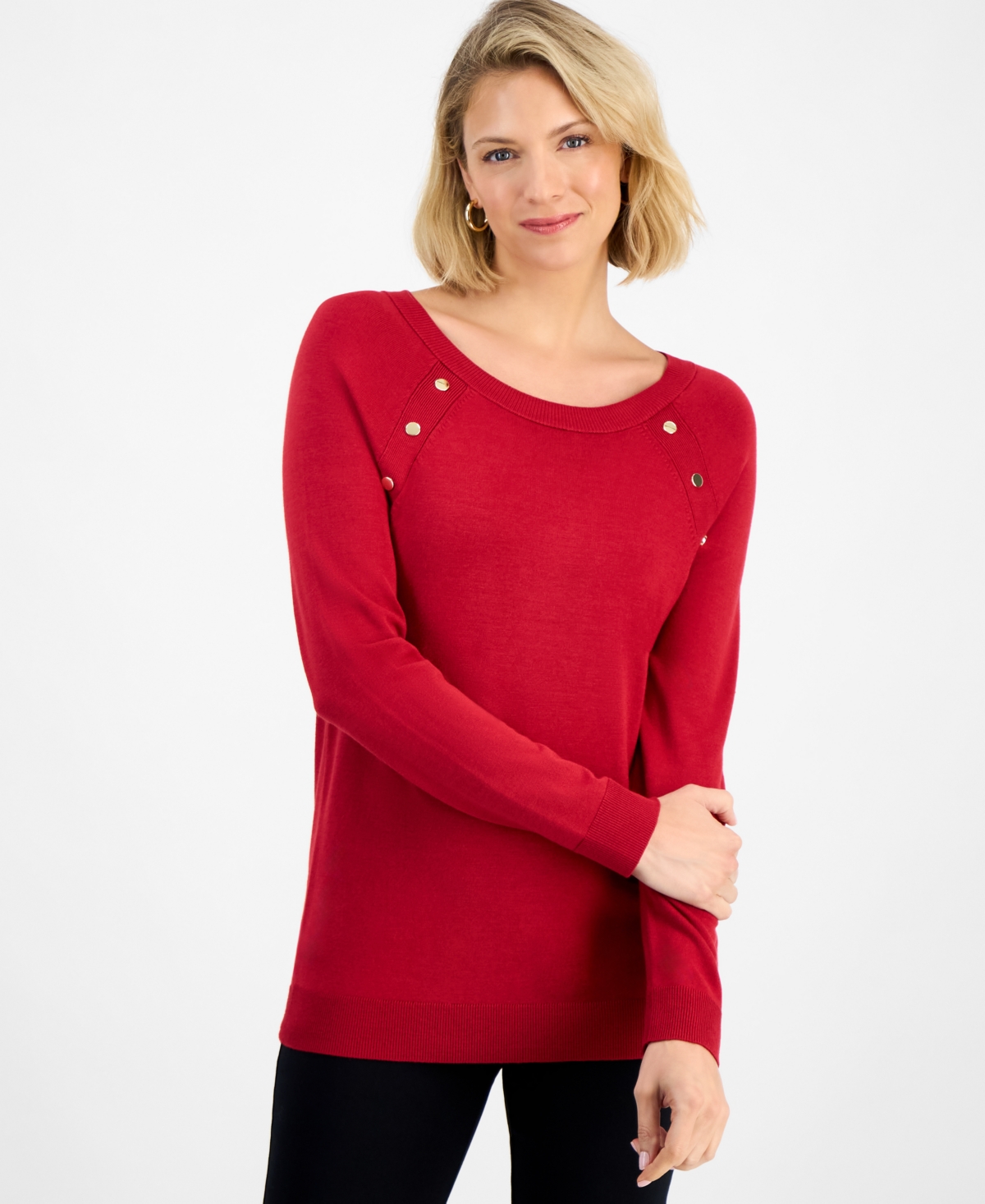 Click here for Jm Collection Womens Button-Trim Sweater  Macys Ex... prices