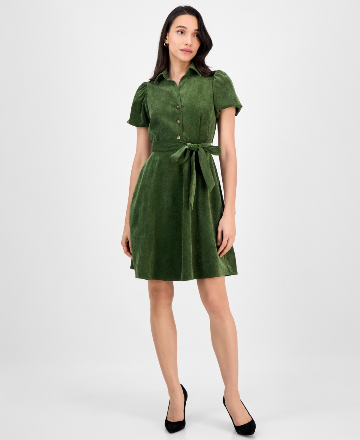 Click here for Robbie Bee Petite Short-Sleeve Button-Front Cordur... prices