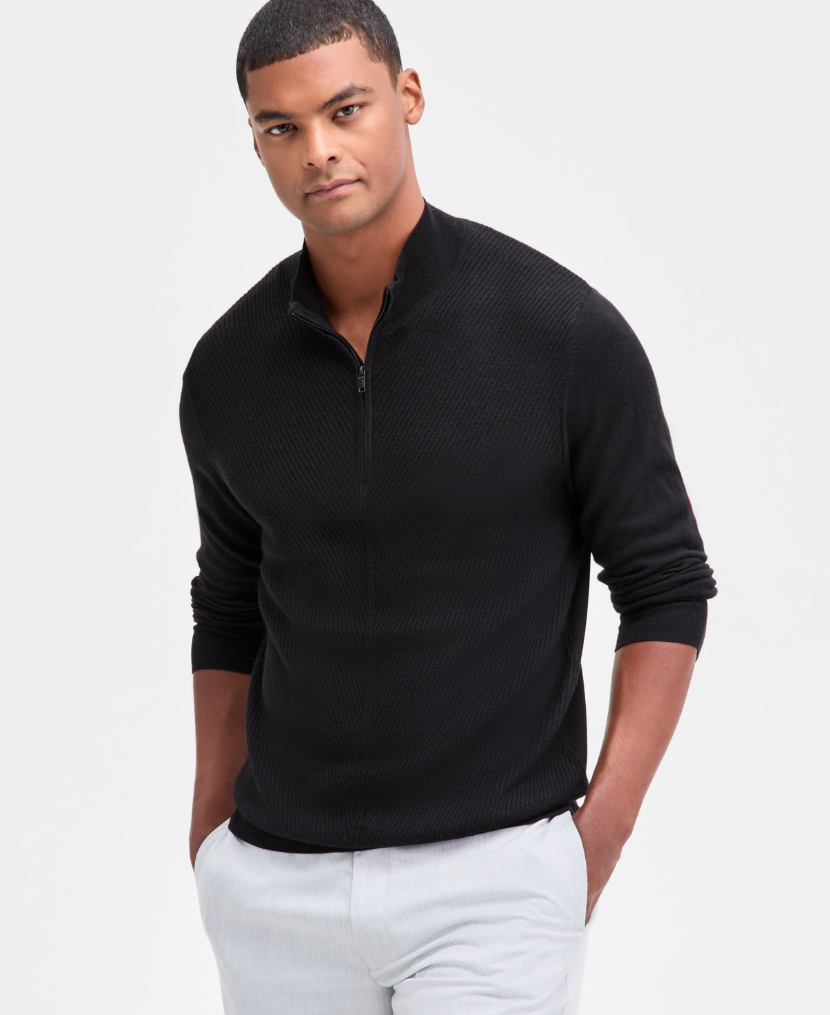 Click here for Alfani Mens Long Sleeve Textured Quarter-Zip Sweat... prices