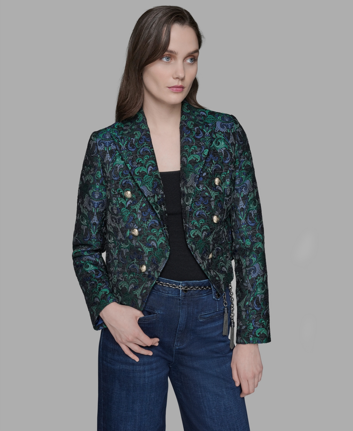 Click here for Karl Lagerfeld Paris Womens Printed Cropped Peak-L... prices