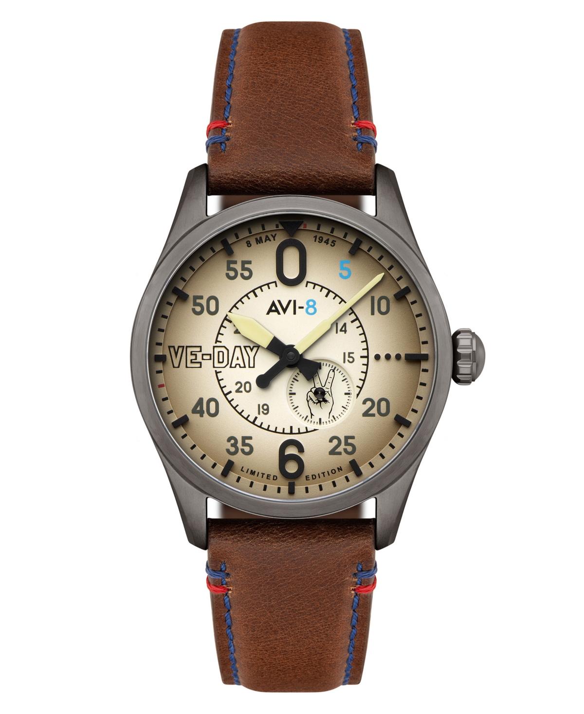 Click here for Avi-8 Mens Spitfire Brown Leather Strap Watch  41m... prices