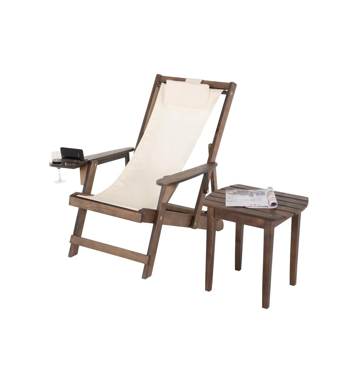 Click here for Jiallo Canvas Sling Chair With Cup And Wine Holder... prices