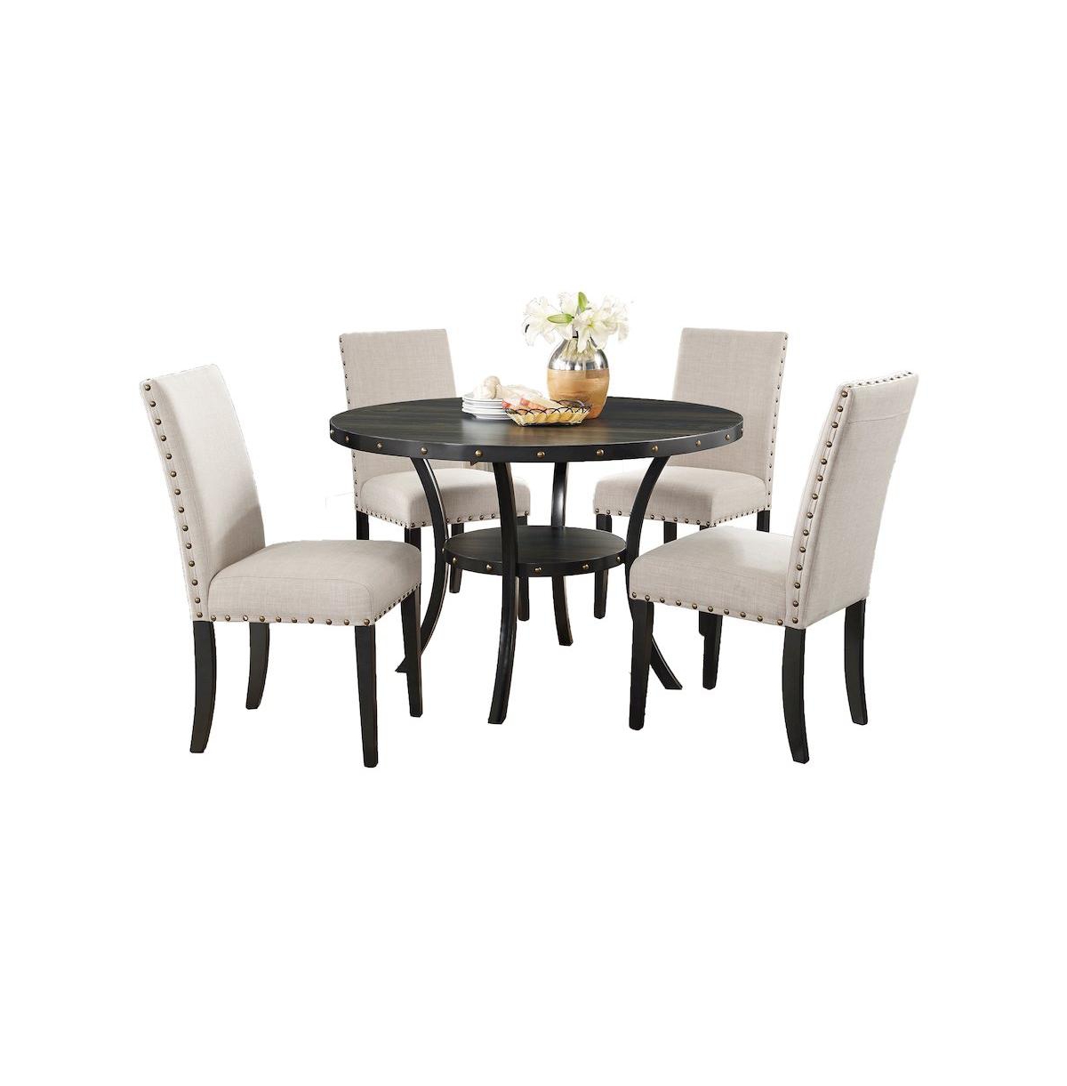 Click here for Roundhill Furniture Biony Espresso Wood Dining Set... prices