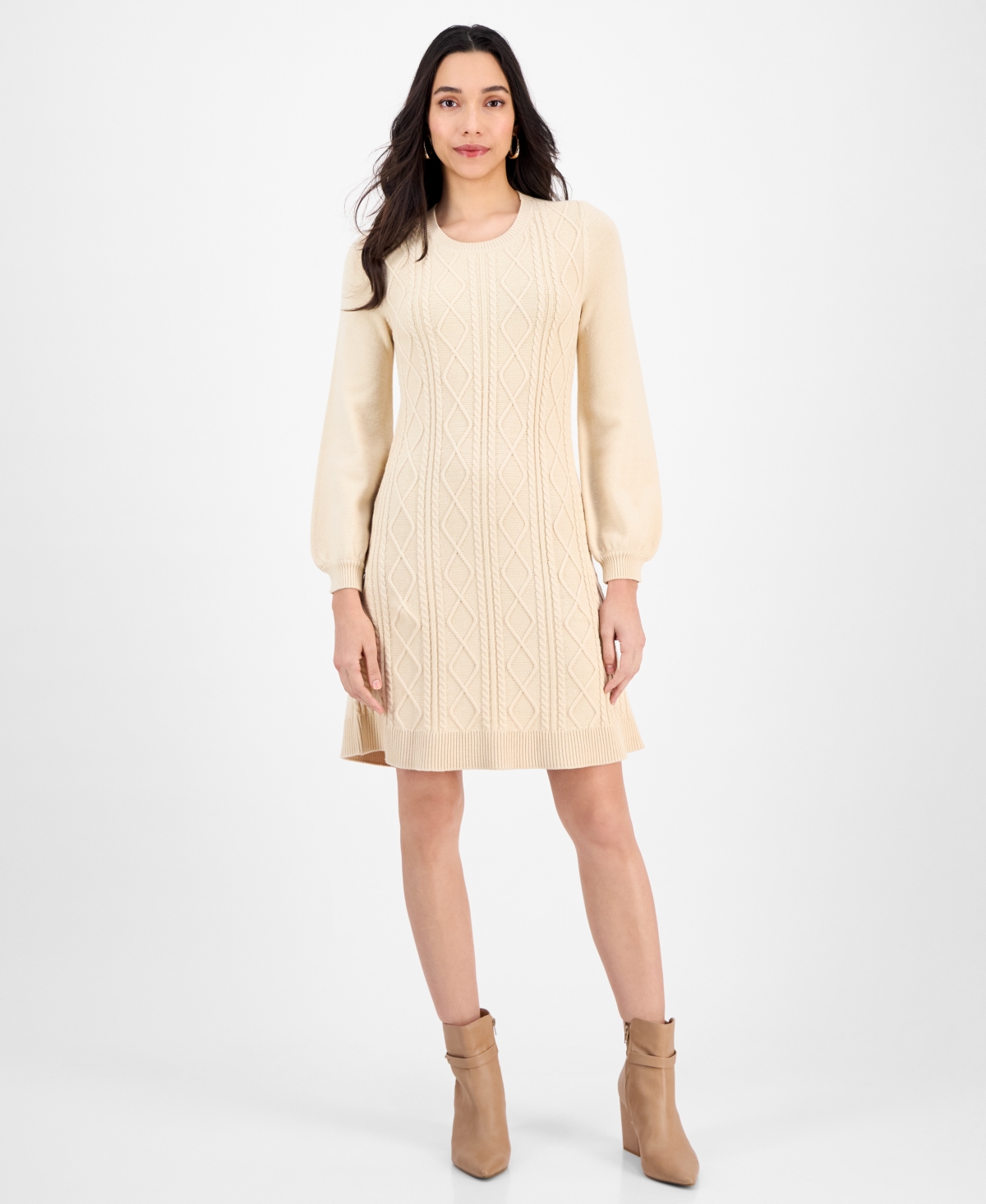 Click here for Sandra Darren Petite Cable-Knit Sweater Dress - Cr... prices