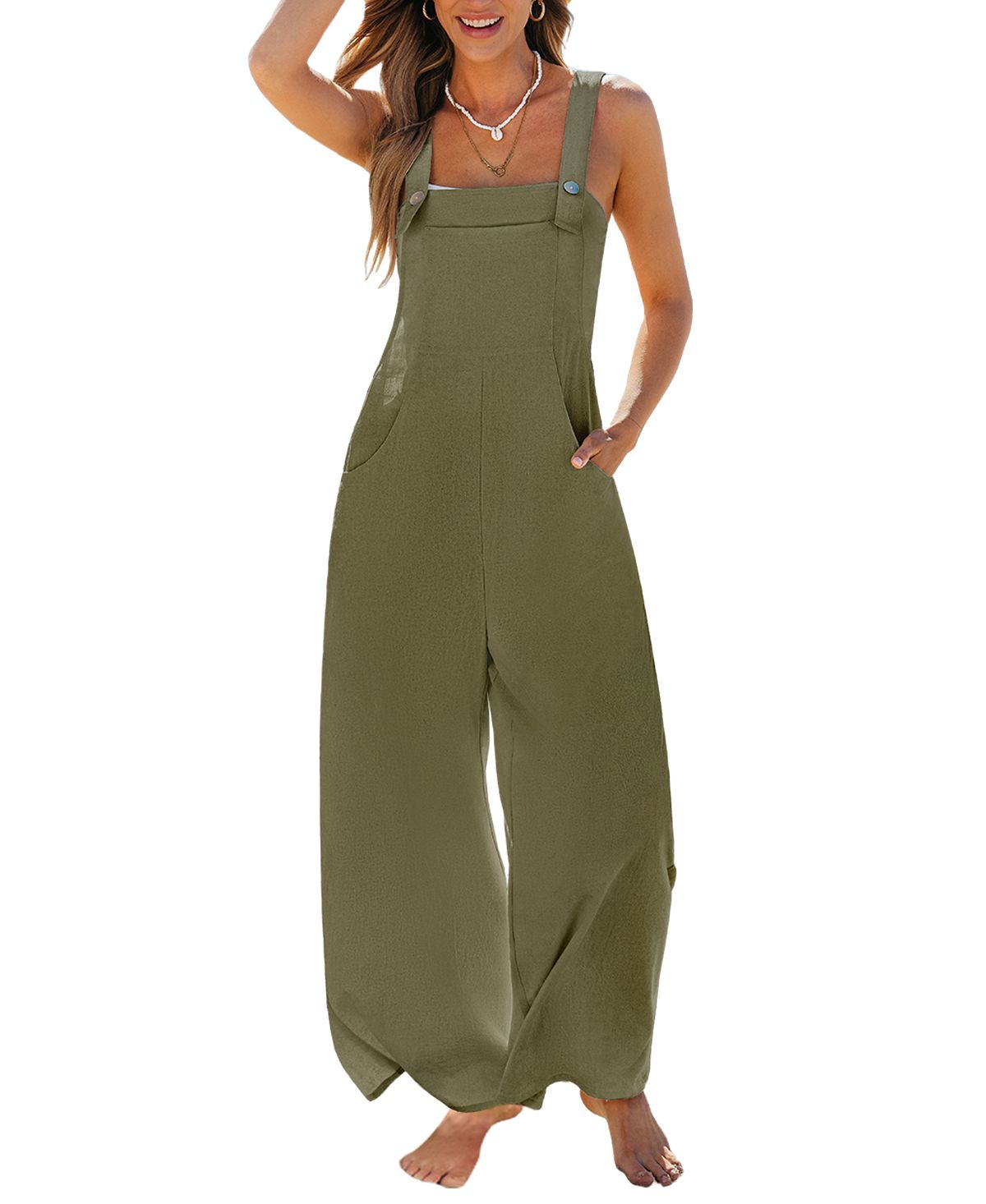 Click here for Cupshe Womens Daisy Chain Wide Leg Jumpsuit - Gree... prices