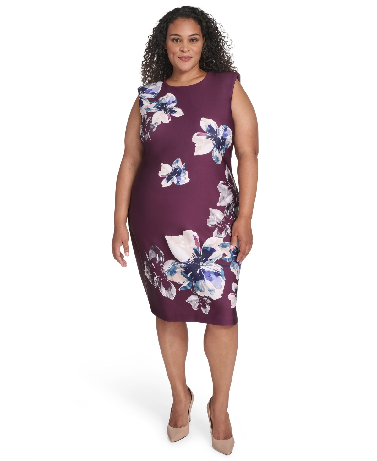 Click here for Calvin Klein Plus Size Printed Scuba Sheath Dress... prices