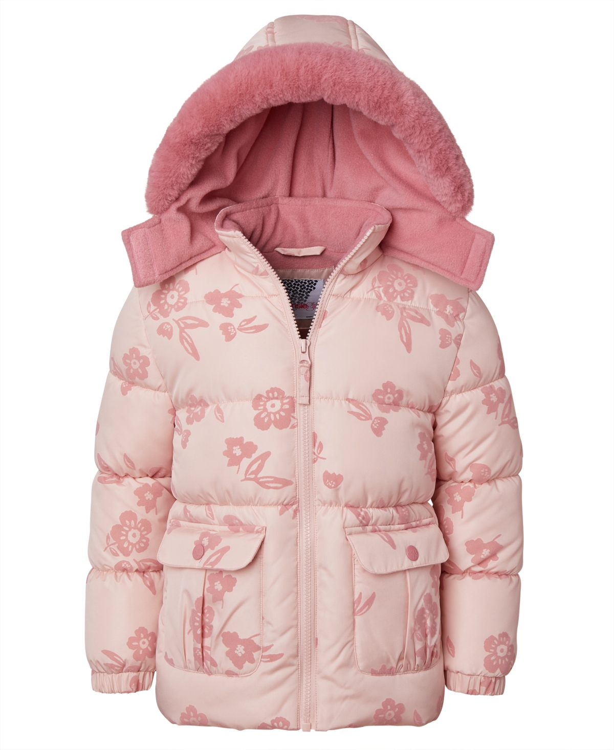 Click here for Kensie Girl Big Girls Flocked Floral Puffer Jacket... prices