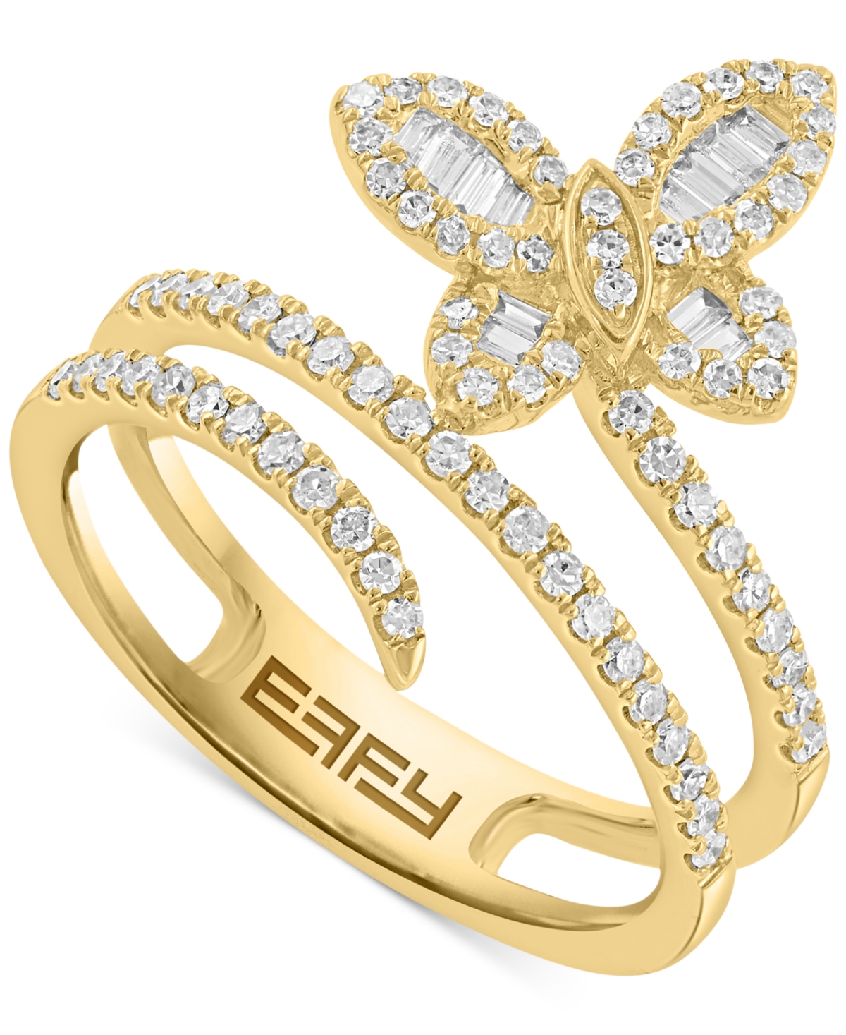 Click here for Effy Diamond Round & Baguette Butterfly Wrap Ring... prices