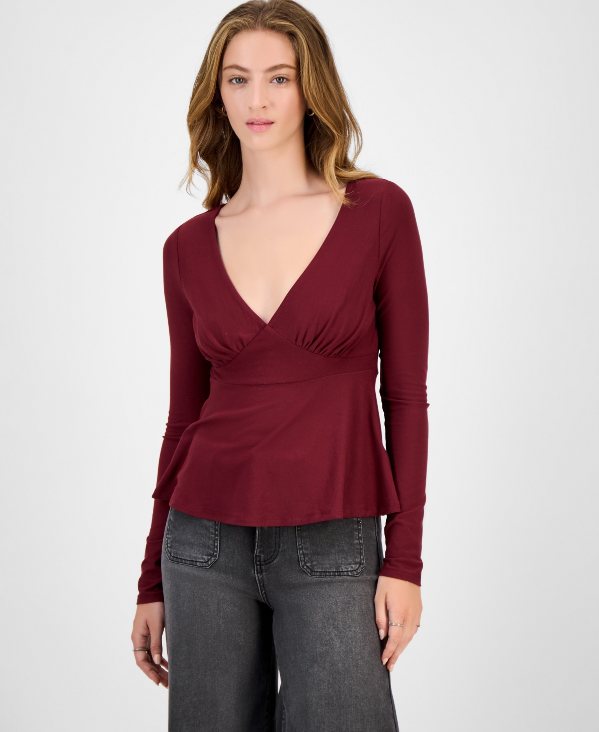 Click here for Planet Gold Juniors Long-Sleeve Babydoll Top - Bur... prices