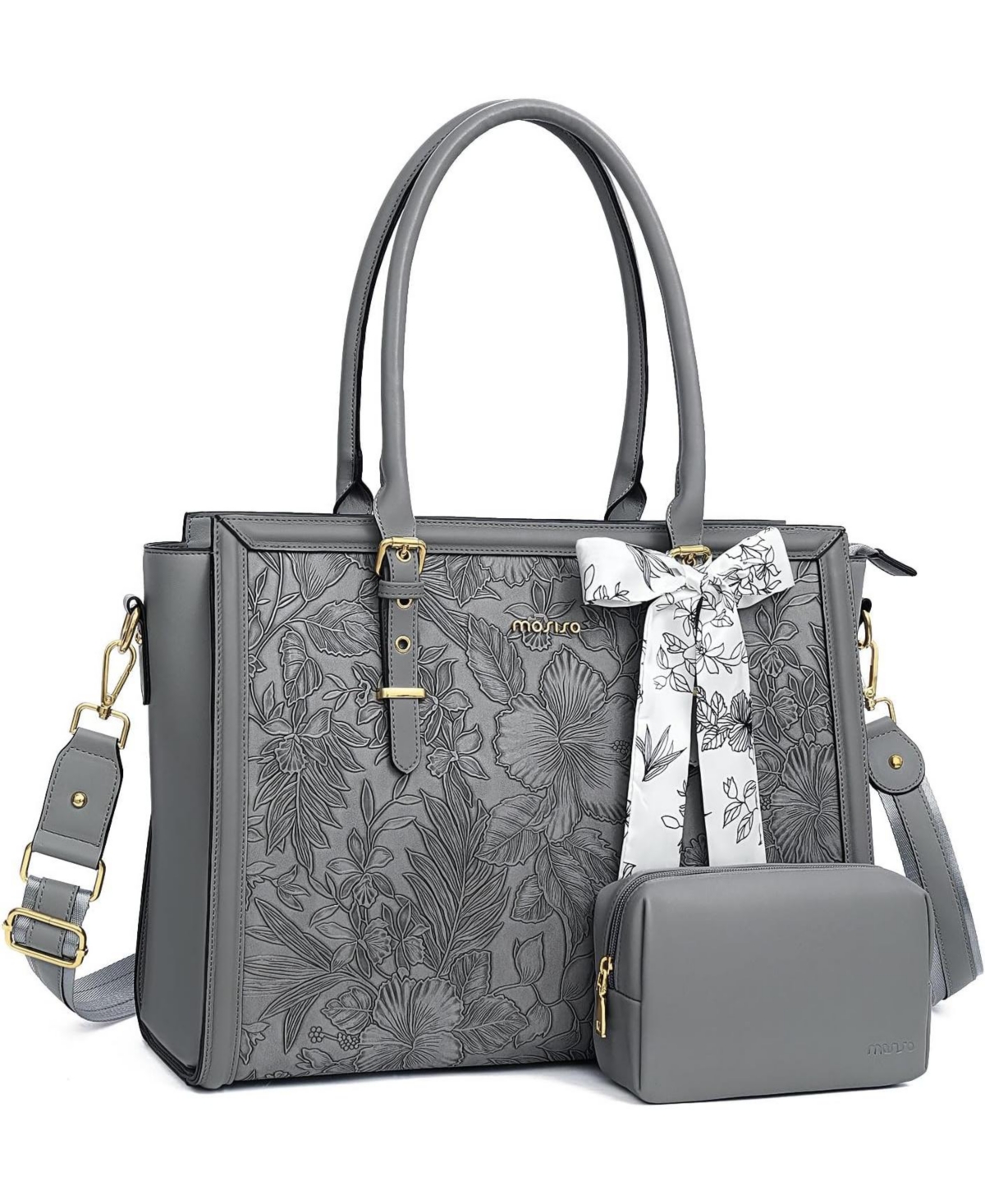 Click here for Mosiso Gray 17-17.3 Inch Pu Leather Laptop Tote Ba... prices