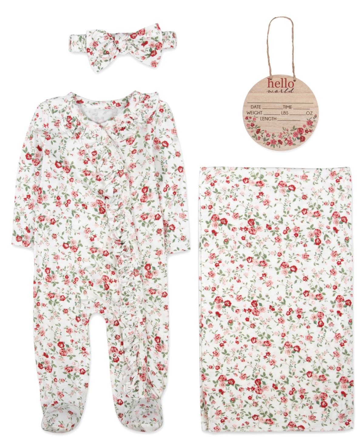 Click here for Baby Essentials Baby Girls 4-Piece Floral Layette... prices
