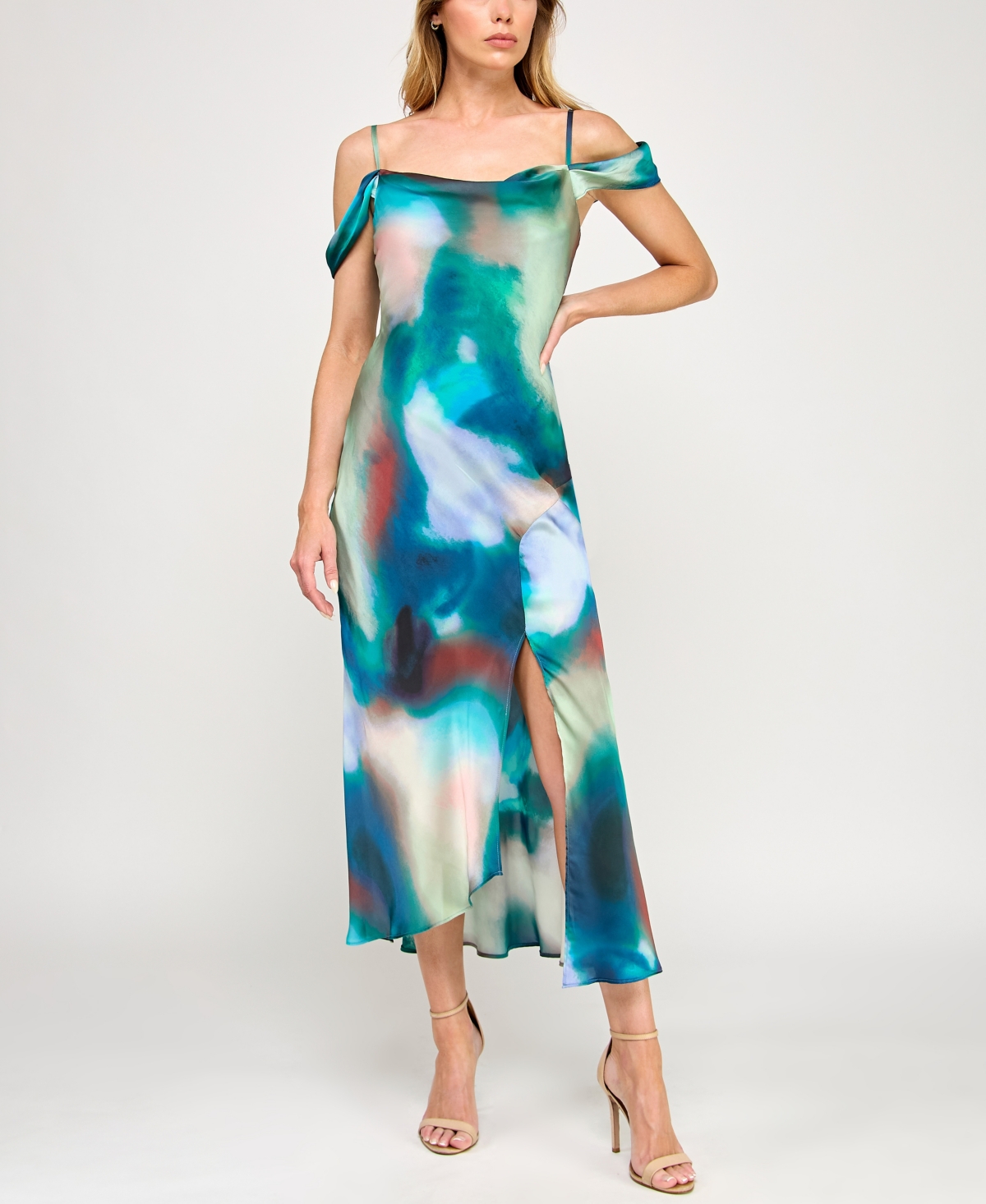 Click here for Bcx Juniors Sleeveless Cold Shoulder Midi Slit Dre... prices