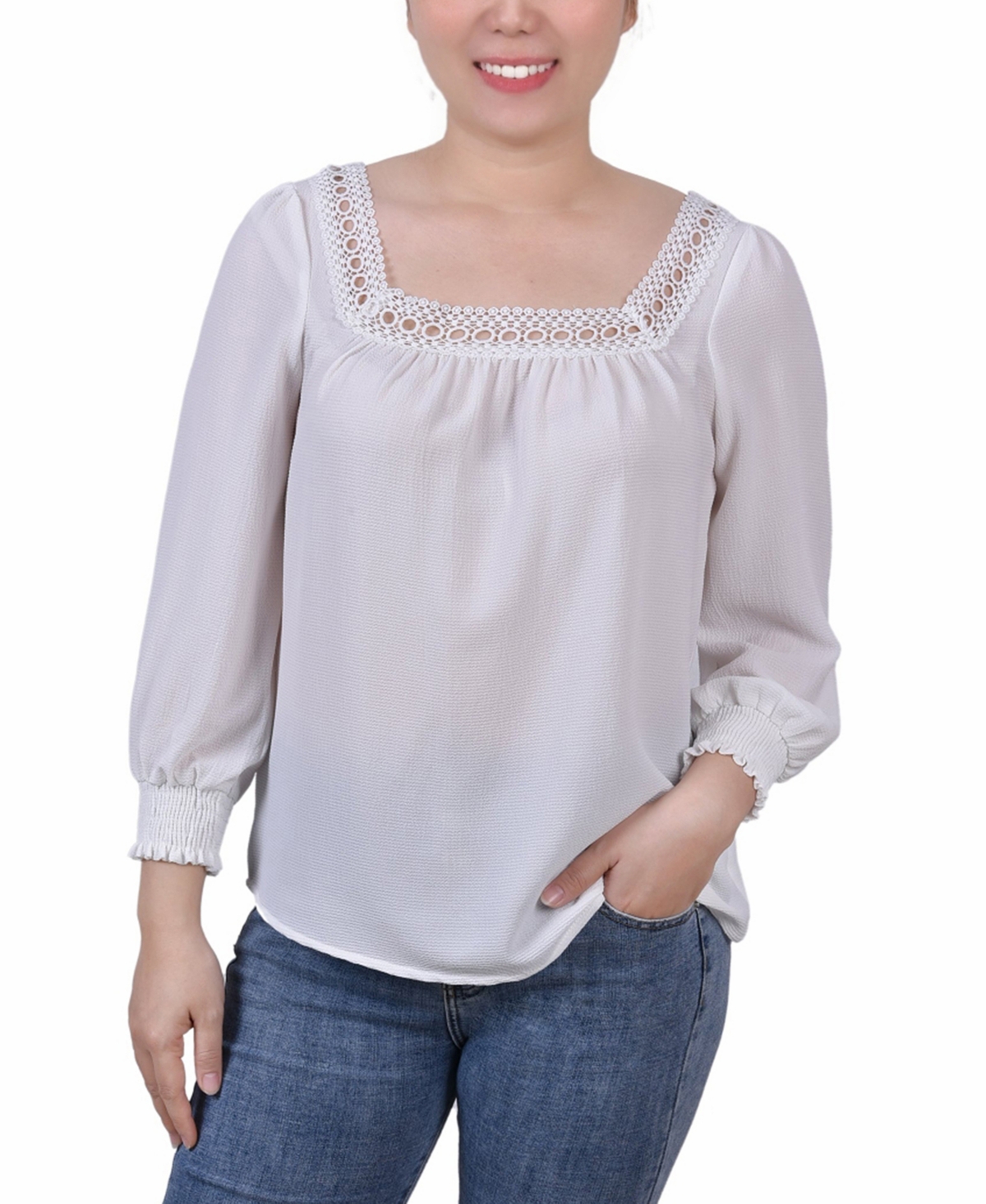 Click here for Ny Collection Petite 3/4 Sleeve Square Neck Top -... prices
