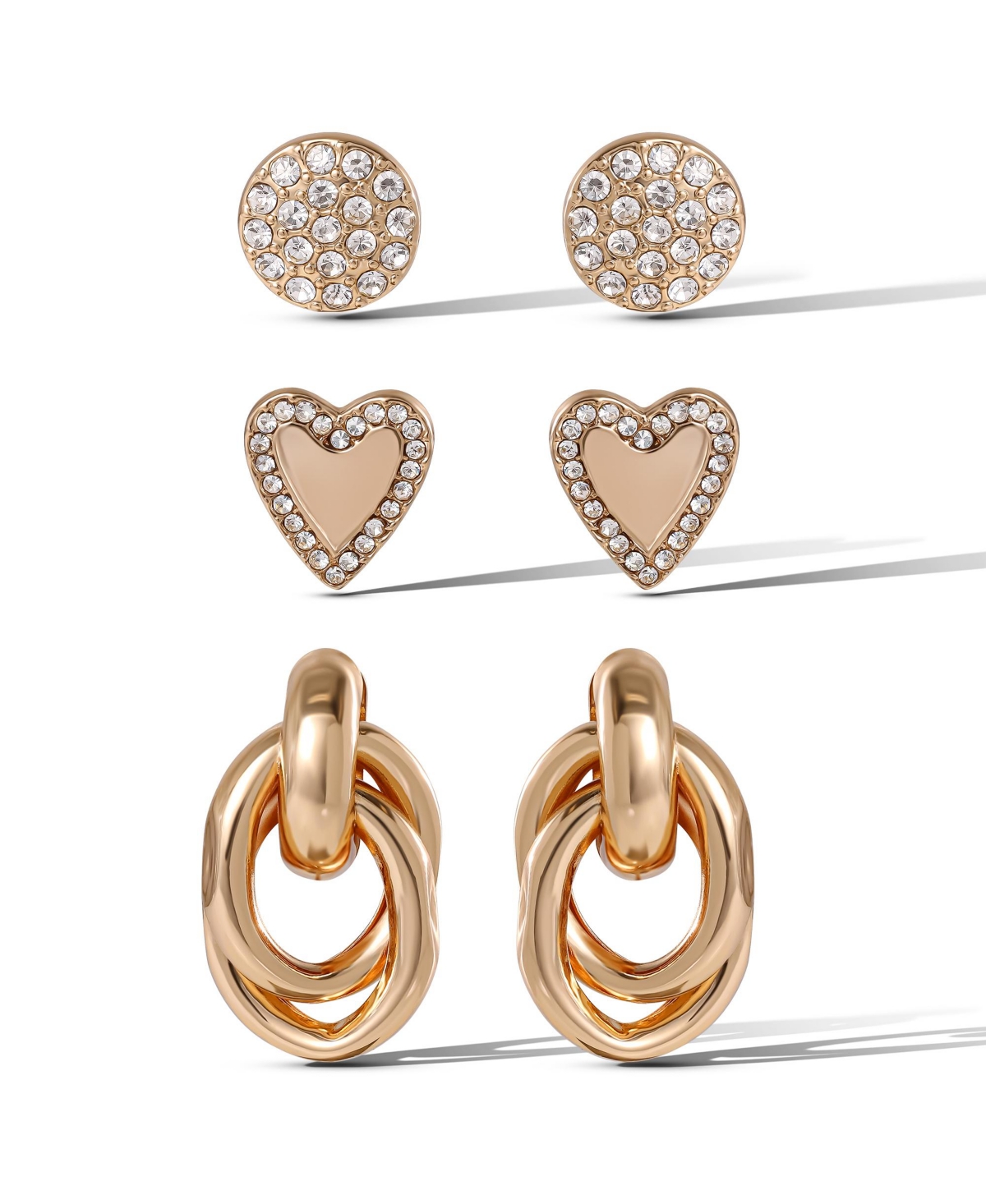Click here for Jessica Simpson Heart Circle Stud Earring Set - Go... prices