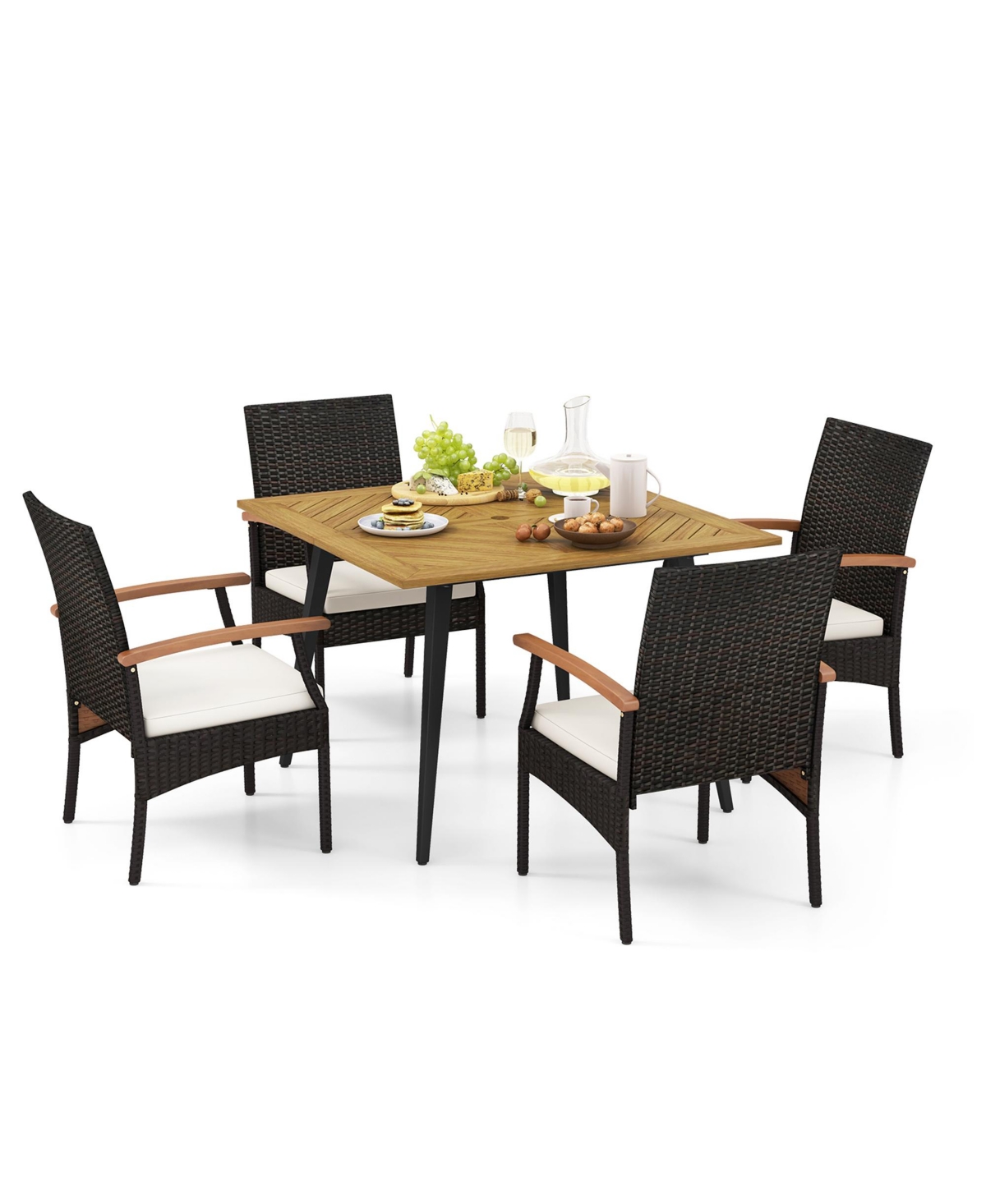 Click here for Gymax 5PCS Patio Pe Wicker Dining Set Table and Ch... prices