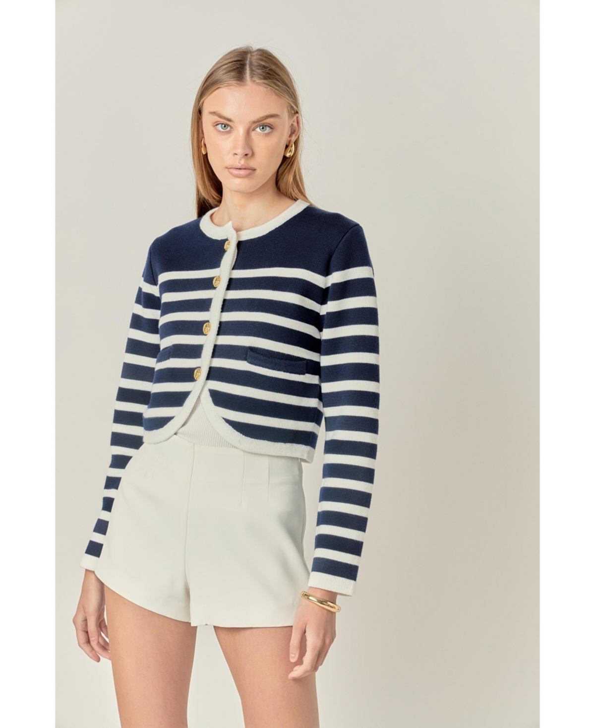 Click here for English Factory Womens Stripe Cardigan - Navy/off... prices