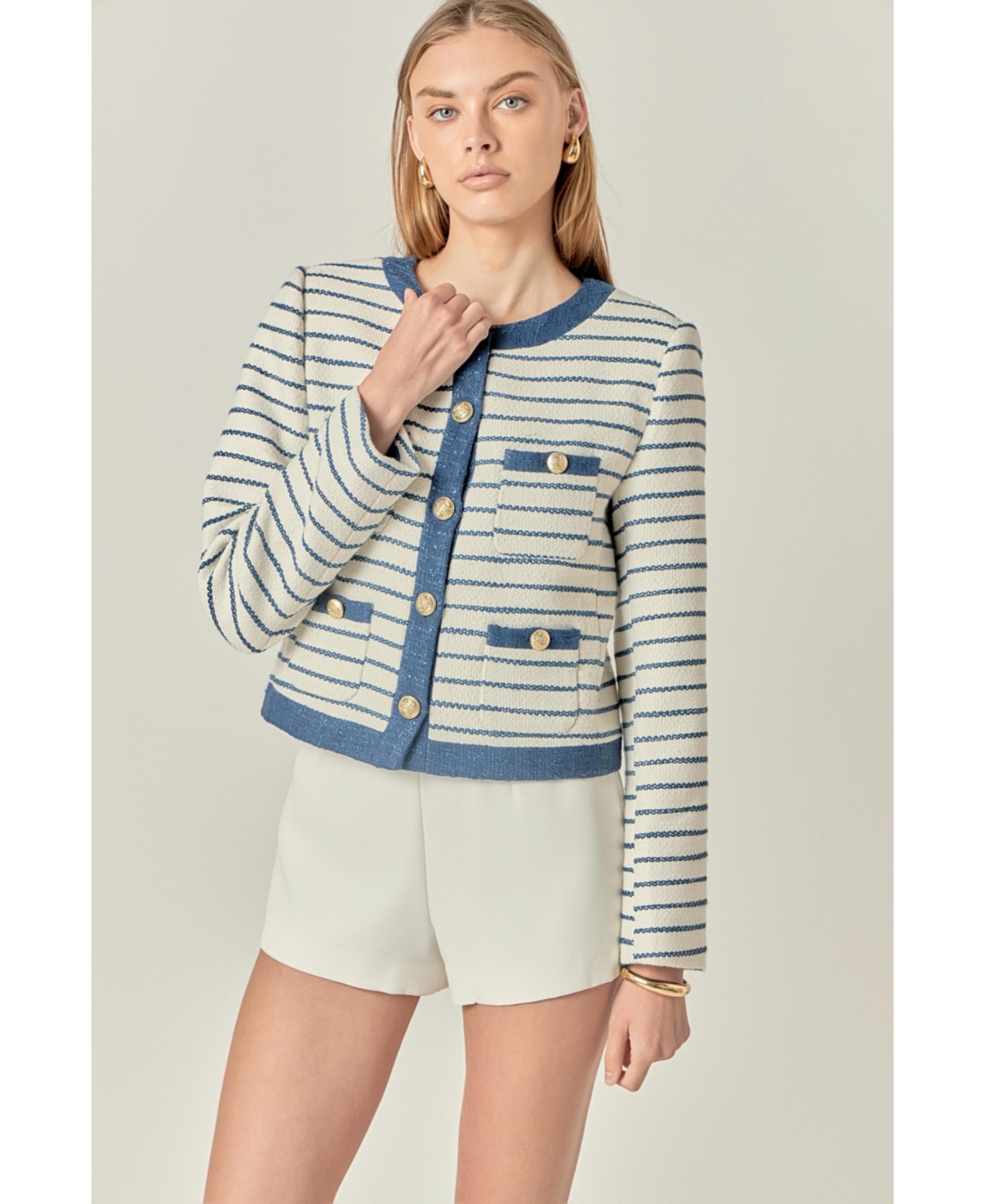 Click here for English Factory Womens Boucle Banded Fitted jacket prices