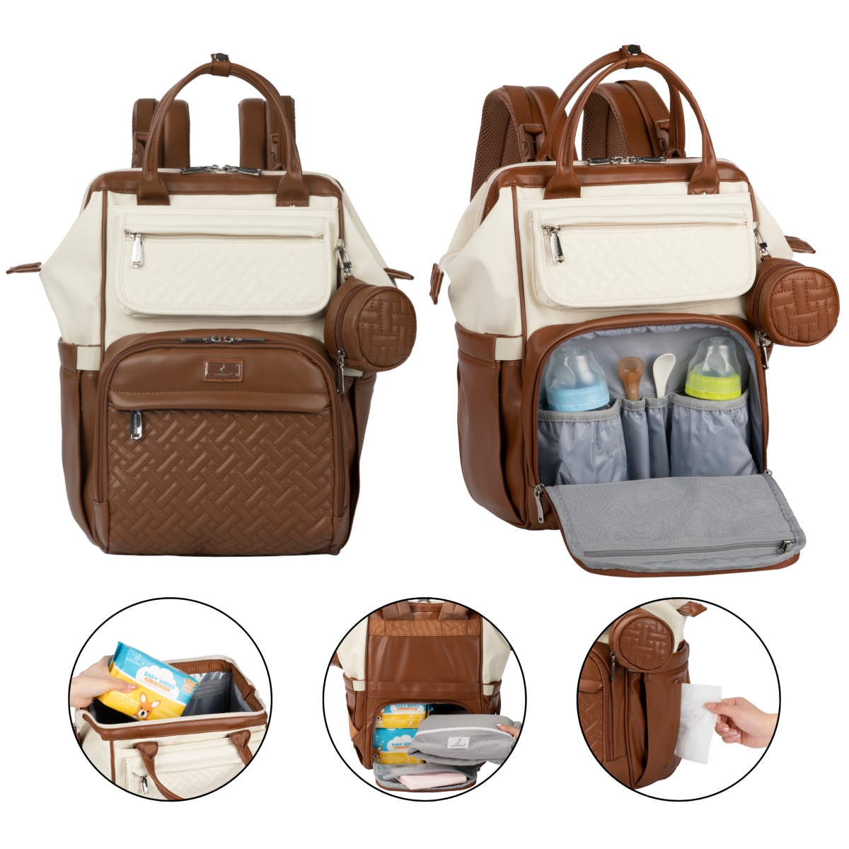 Click here for BabbleRoo Premium Faux Leather Diaper Bag Backpack... prices