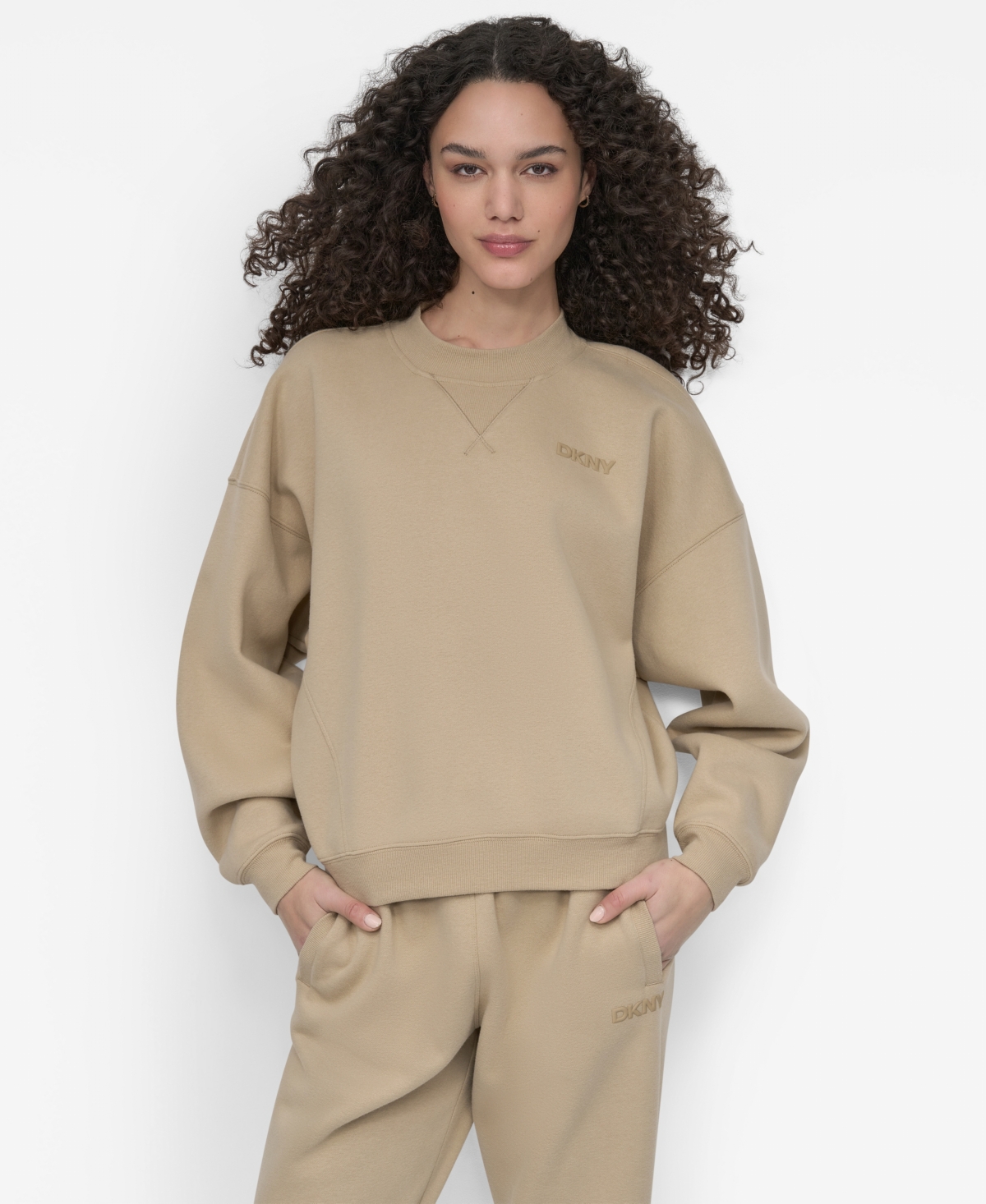 Click here for Dkny Womens Crew Neck Long Sleeves Top - Travertin... prices