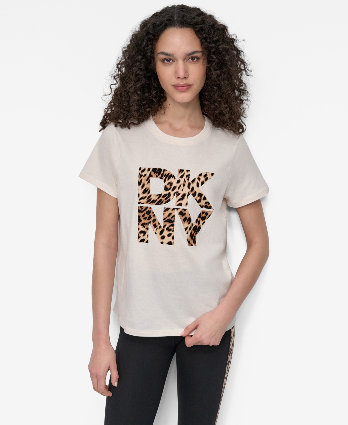 Click here for Dkny Womens Stacked Animal Print Crew Neck T-shirt... prices