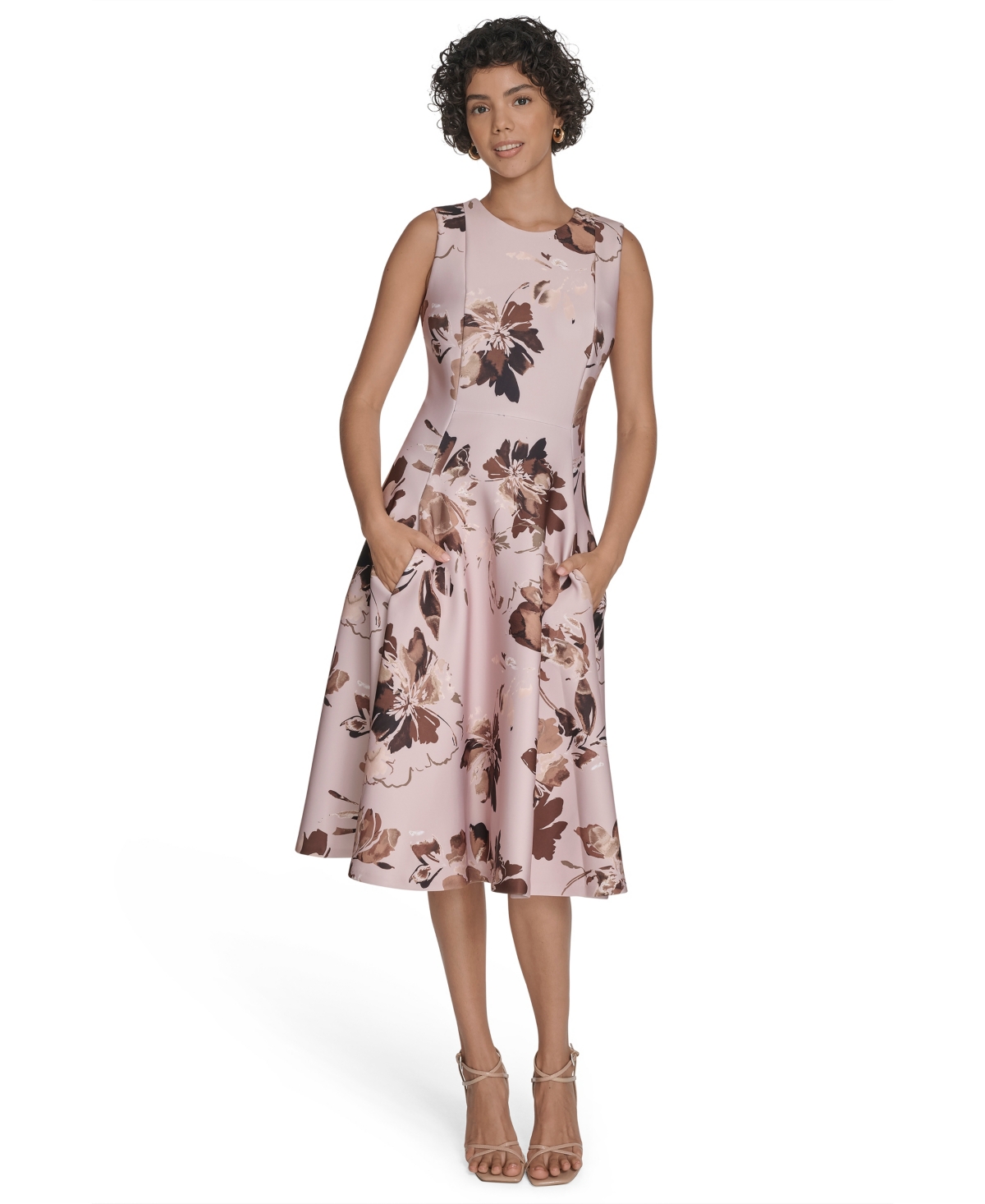 Click here for Calvin Klein Womens Sleeveless Midi Dress - Khaki... prices