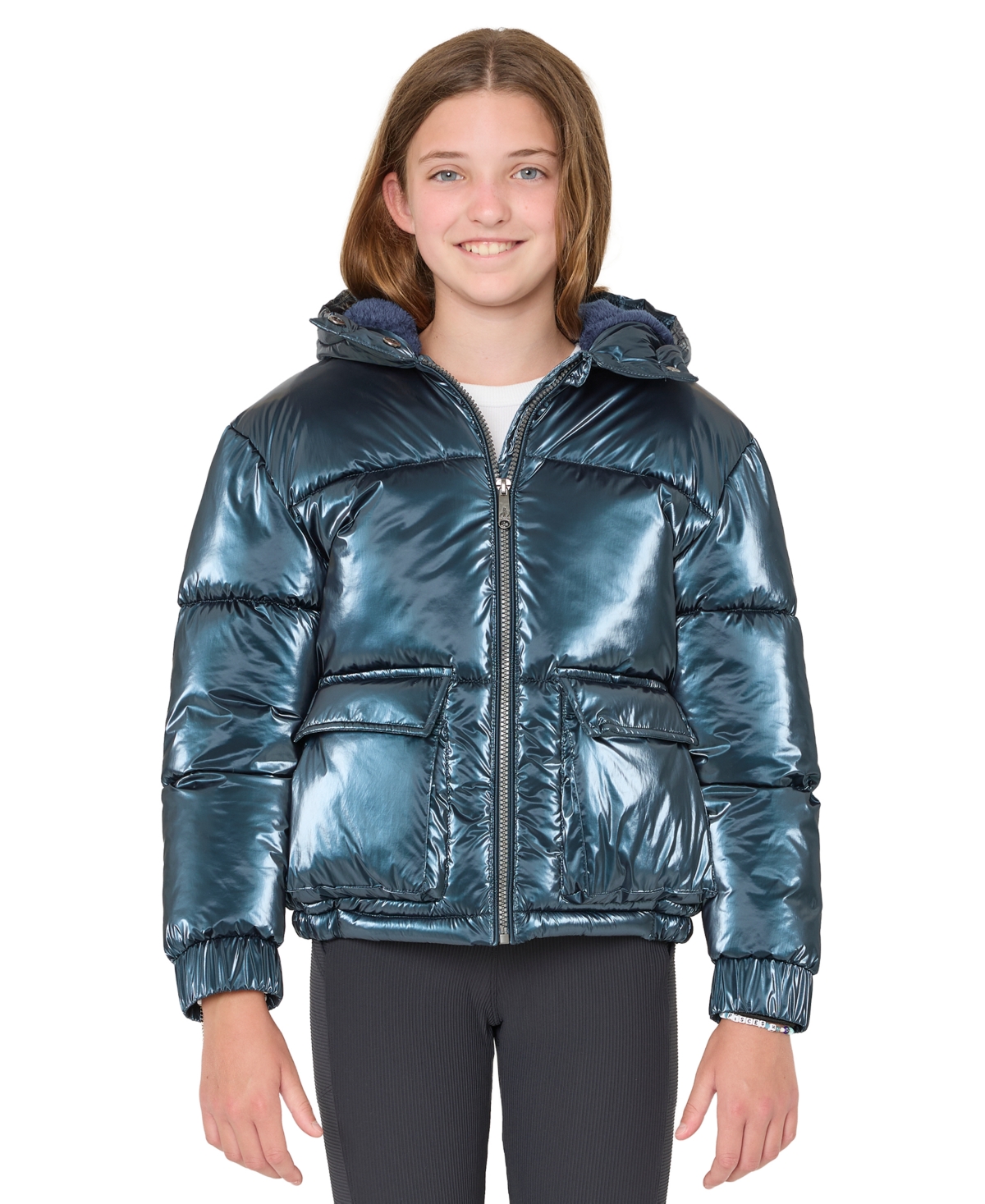 Click here for Sam Edelman Big Girls Shimmer Puffer Jacket - Navy... prices