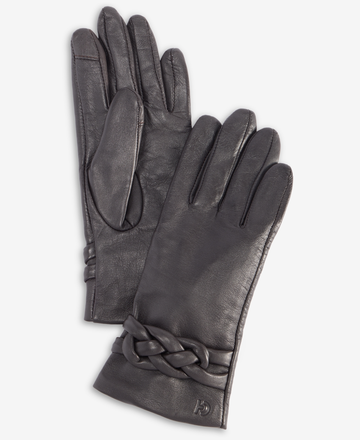 Click here for Cole Haan Womens Braided-Cuff Leather Gloves - Bro... prices