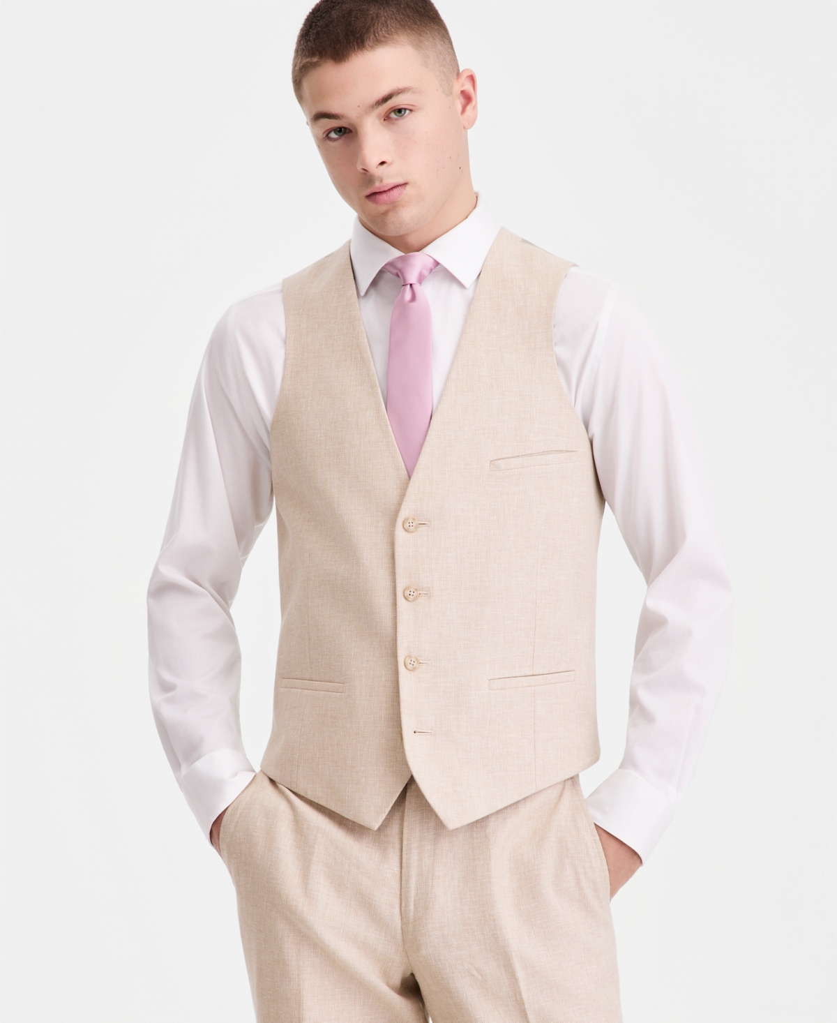Click here for Bar Iii Mens Slim-Fit Linen-Blend Suit Separates V... prices