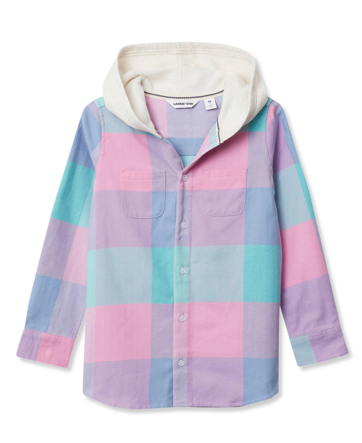 Click here for Lands End Girls Long Sleeve Hooded Flannel - Aqua... prices