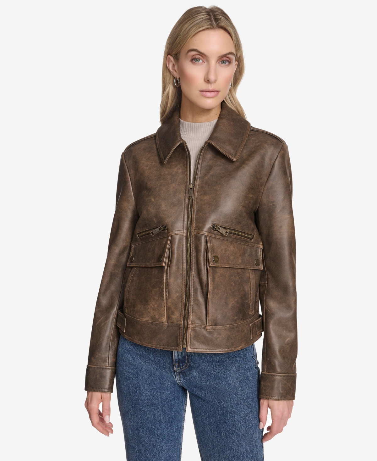 Click here for Andrew Marc Womens Addis Aviator Leather Jacket -... prices