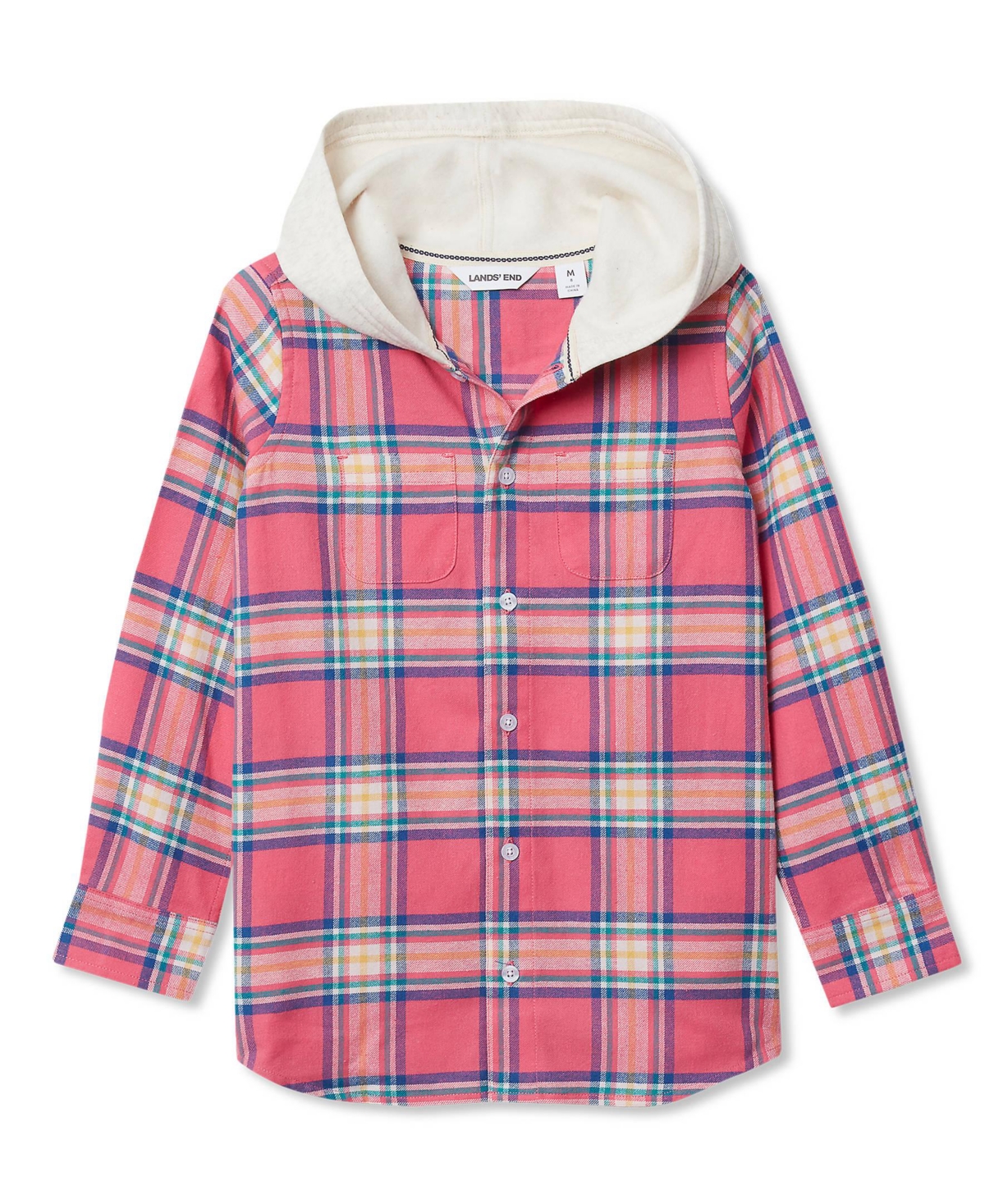 Click here for Lands End Girls Long Sleeve Hooded Flannel - Hot p... prices