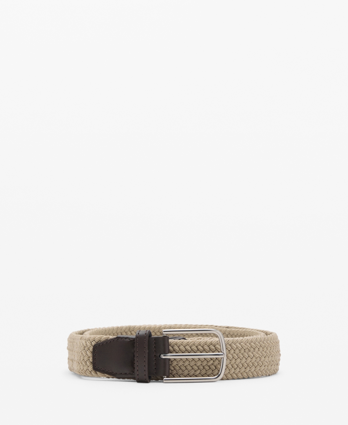 Click here for Mango Mens Braided Elastic Belt - Beige prices