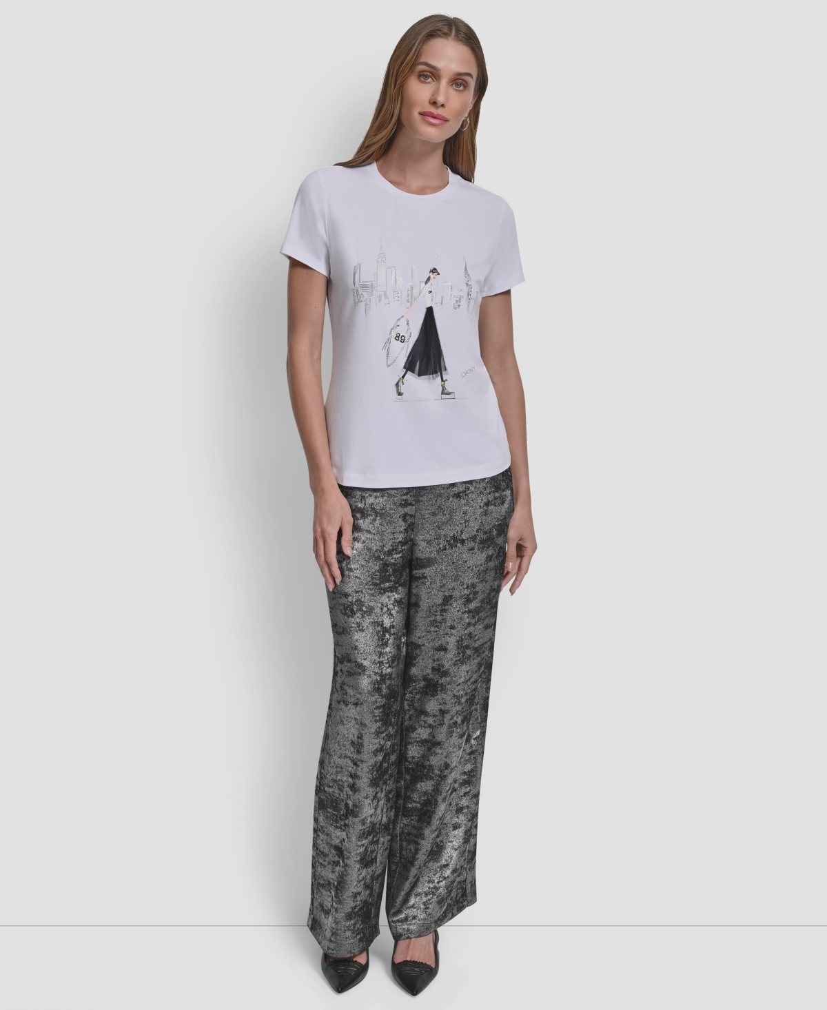 Click here for Dkny Womens Nyc Skyline Conversational T-Shirt - W... prices