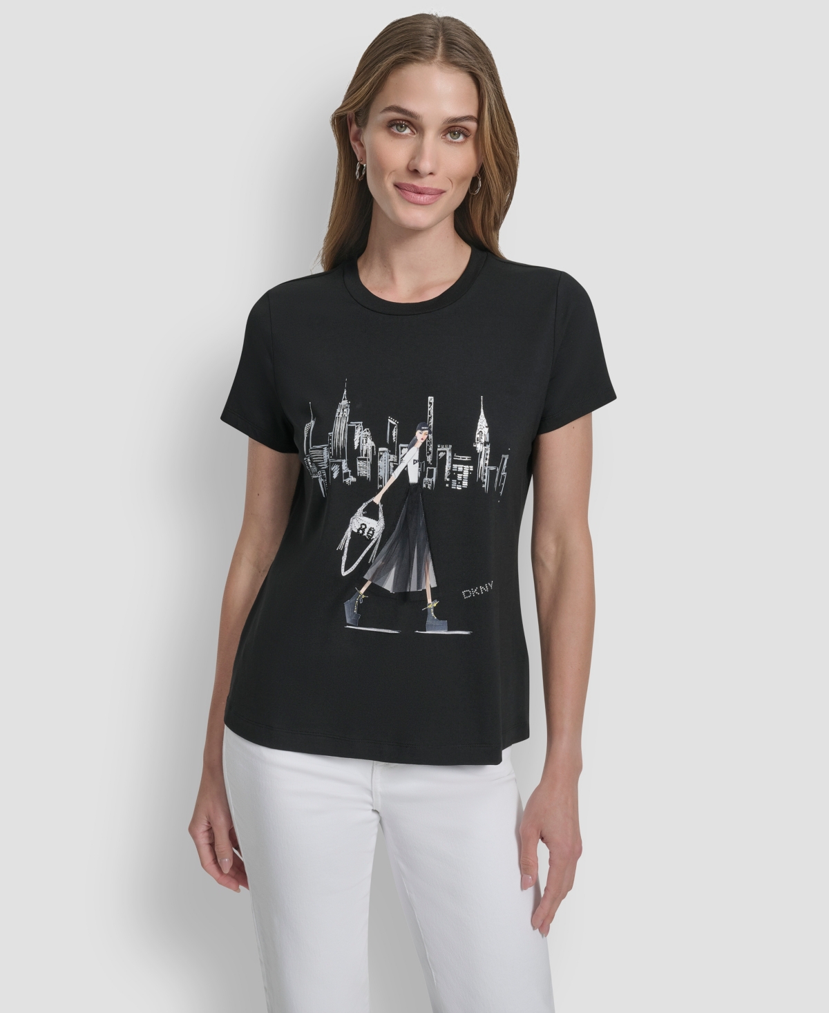 Click here for Dkny Womens Nyc Skyline Conversational T-Shirt - B... prices