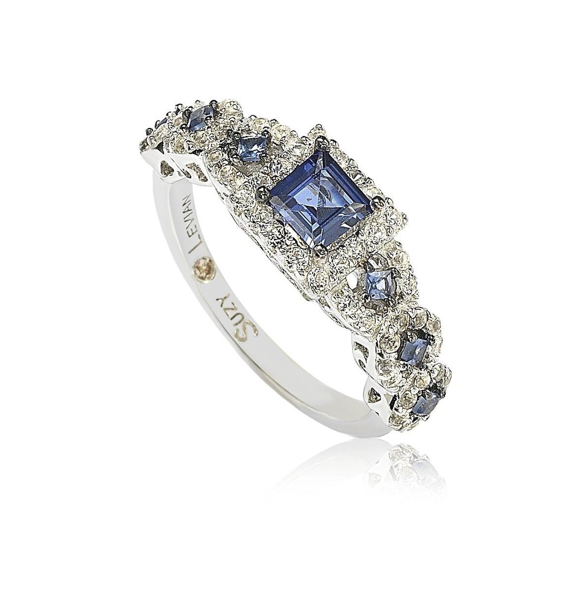 Click here for Suzy Levian Sterling Silver Assher Cut Sapphire an... prices