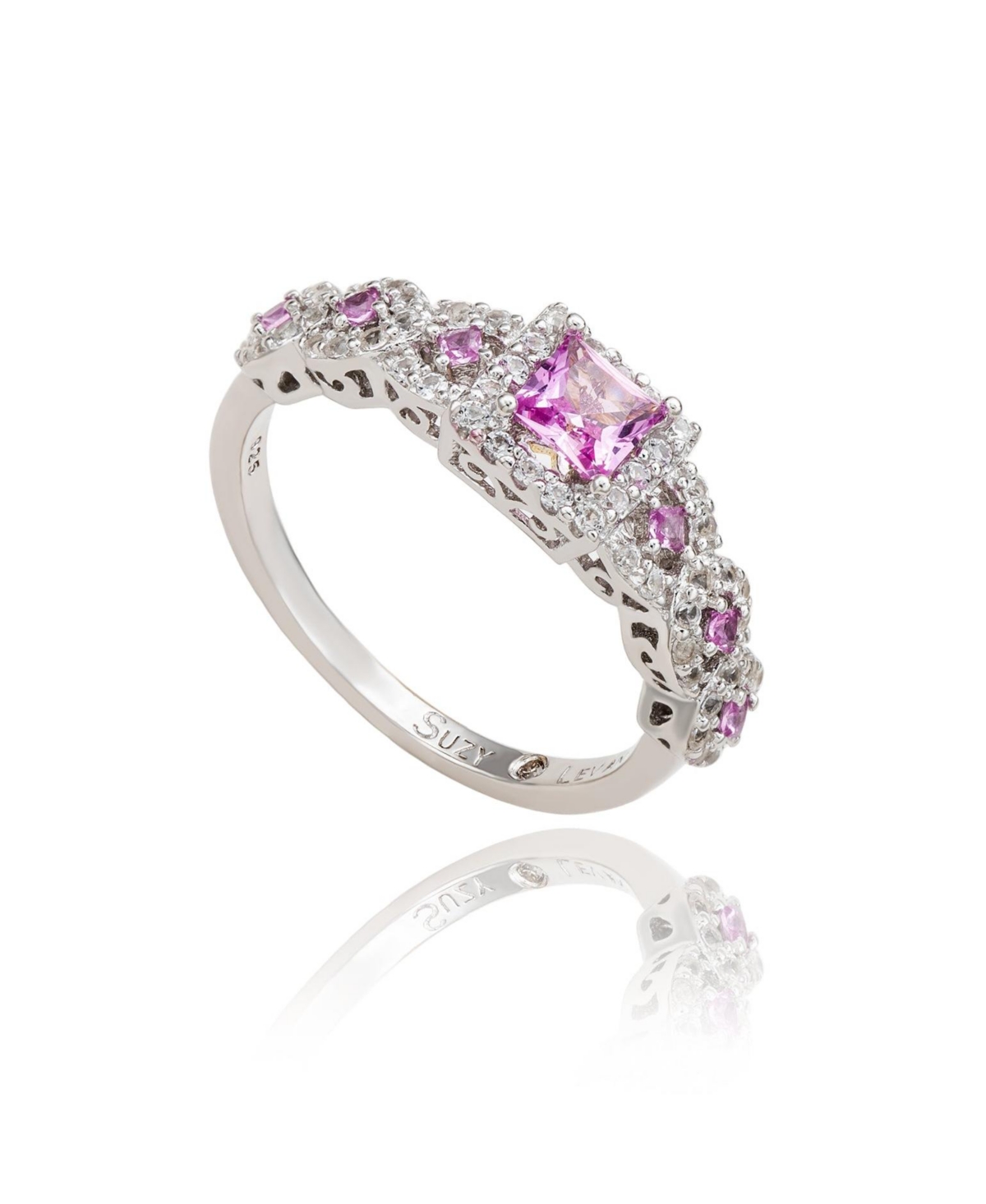 Click here for Suzy Levian Sterling Silver Assher Cut Sapphire an... prices