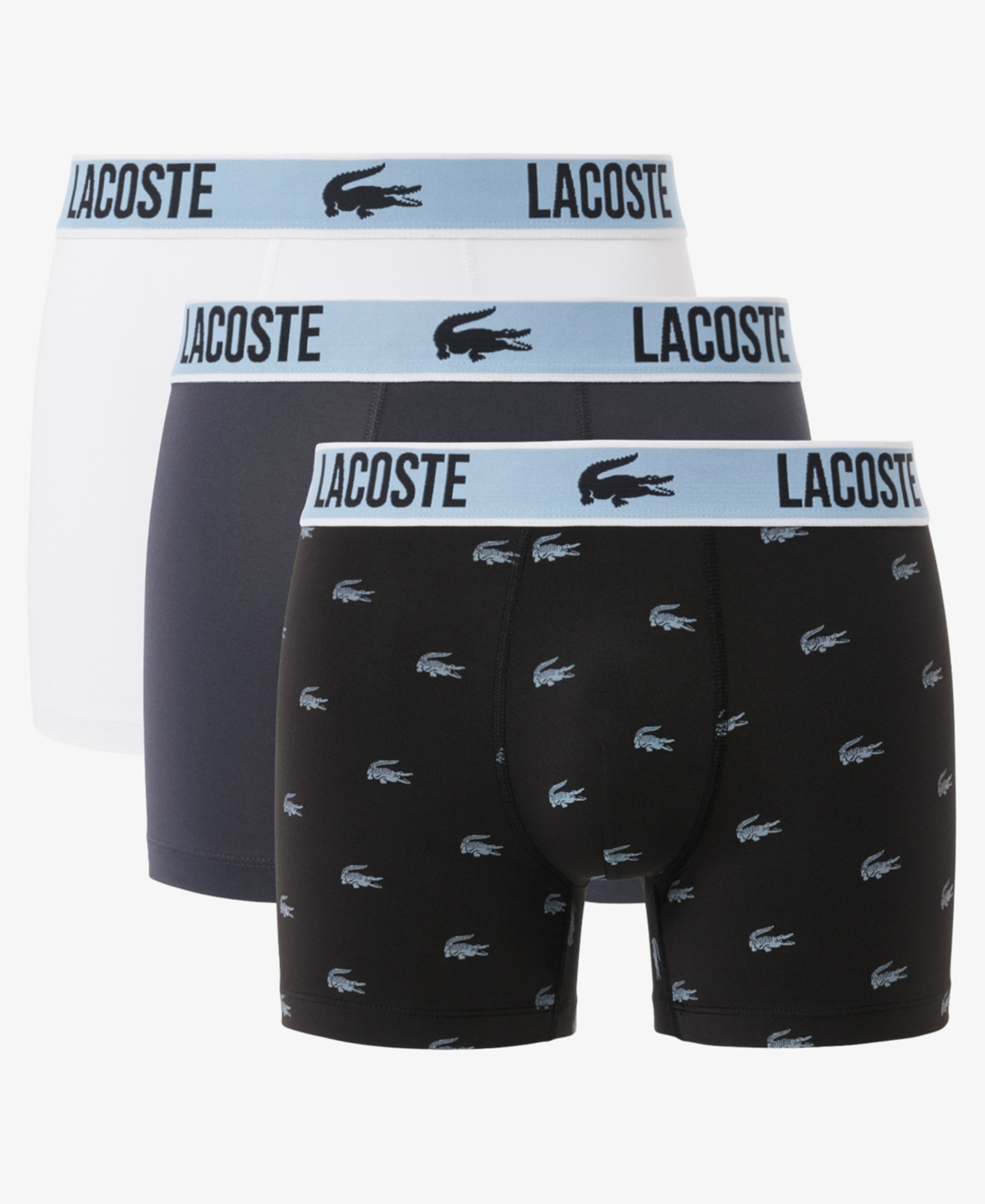 Click here for Lacoste Mens 3-Pack Microfiber Trunks - Black/Gray... prices
