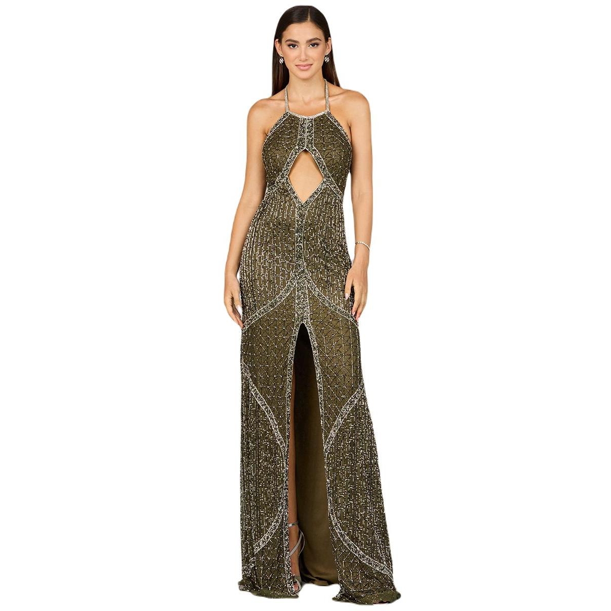 Click here for Lara Womens Symmetrical Halter Neck Beaded Gown -... prices
