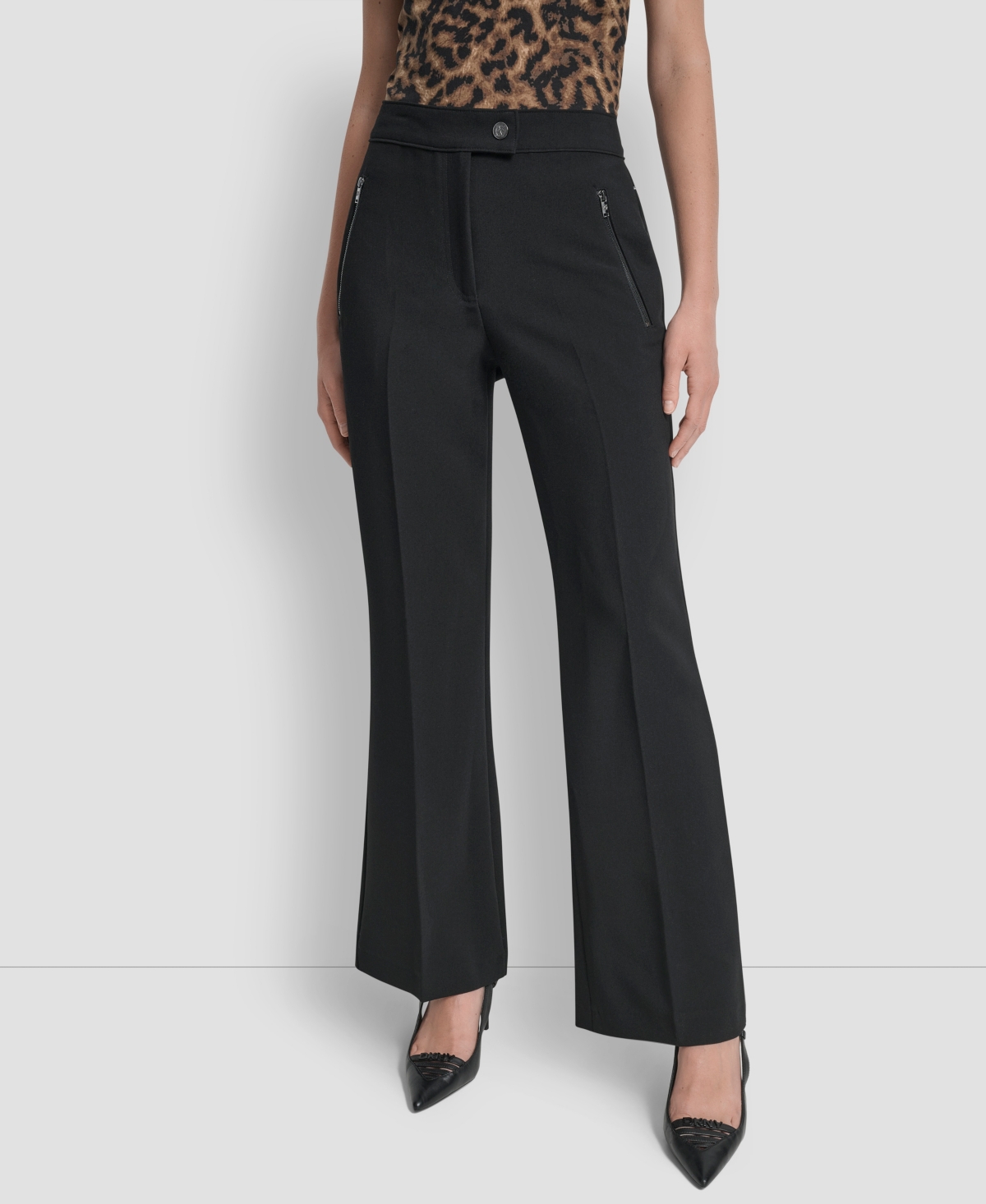 Click here for Dkny Womens Double Weave Wide Leg Pants - Black prices