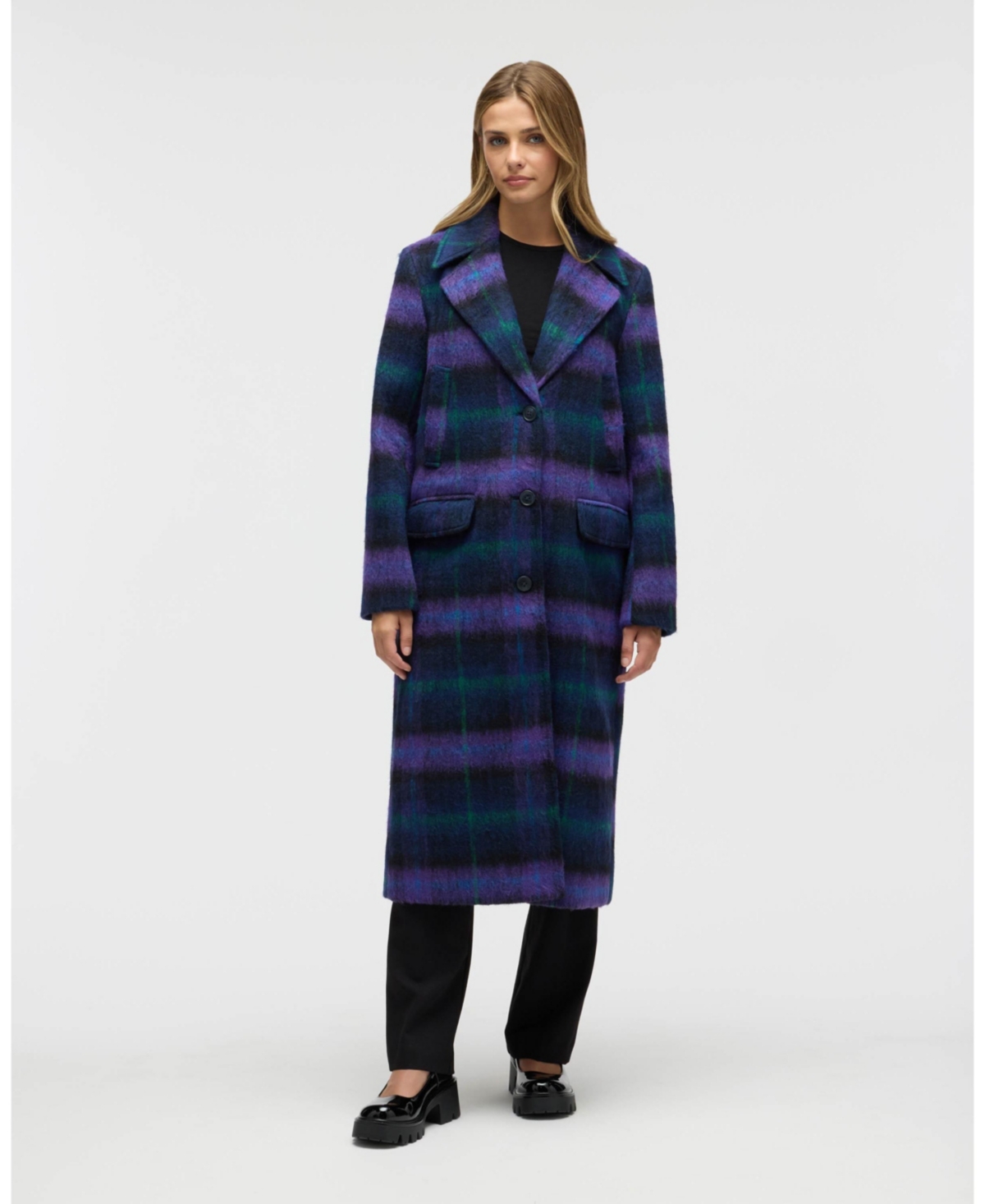 Click here for Nvlt Womens Brushed Plaid Wool Blend Boyfriend Coa... prices