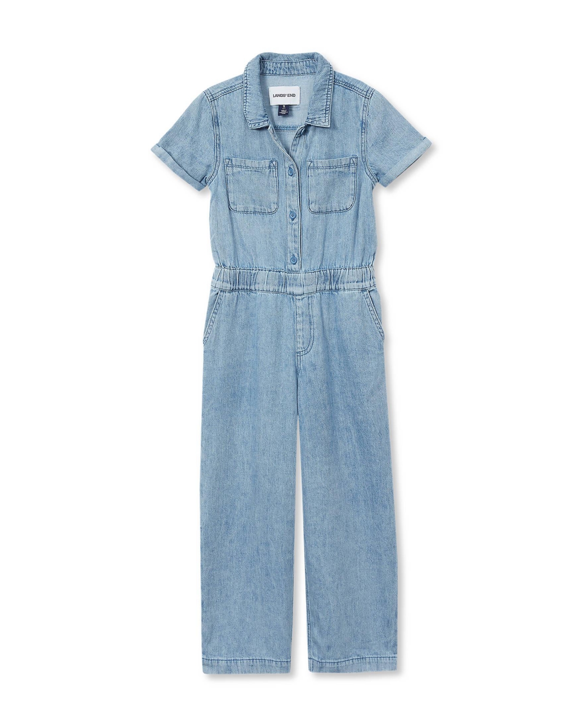 Click here for Lands End Girls Lightweight Denim Jumpsuit - Indig... prices