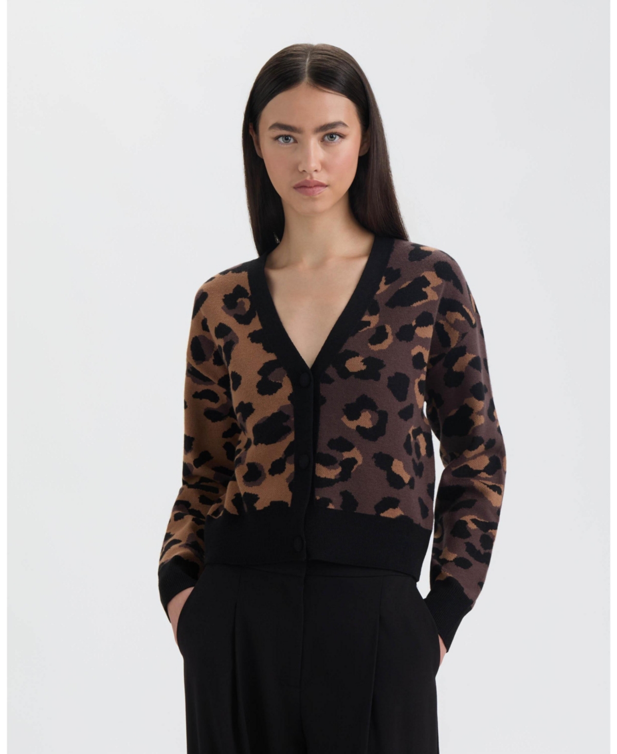 Click here for Nvlt Womens V-Neck Jacquard Cardigan - Leopard prices