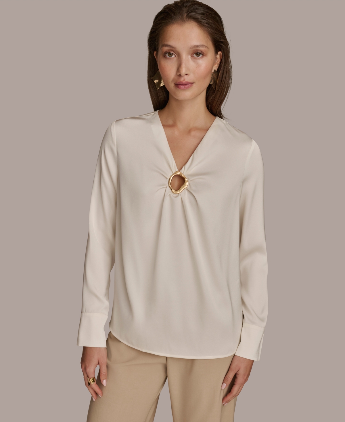 Click here for Donna Karan New York Womens V-Neck Embellished Top... prices