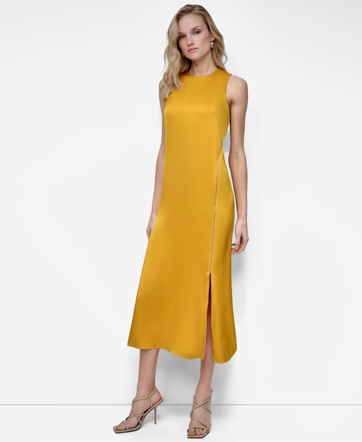 Click here for Dkny Womens Sleeveless Crew Neck Fit & Flare Dress... prices