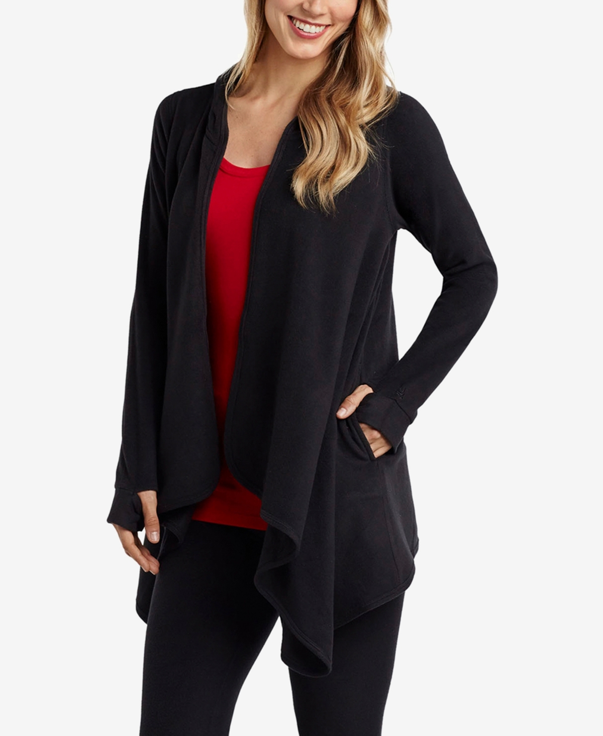 Click here for Cuddl Duds Womens Hooded Wrap Top - Black prices